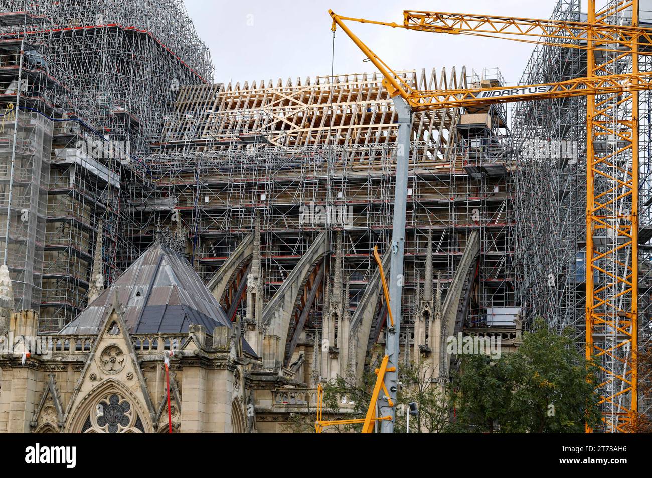 Südfassade mit Strebebögen beim Besuch der Kathedrale notre-Dame de ...