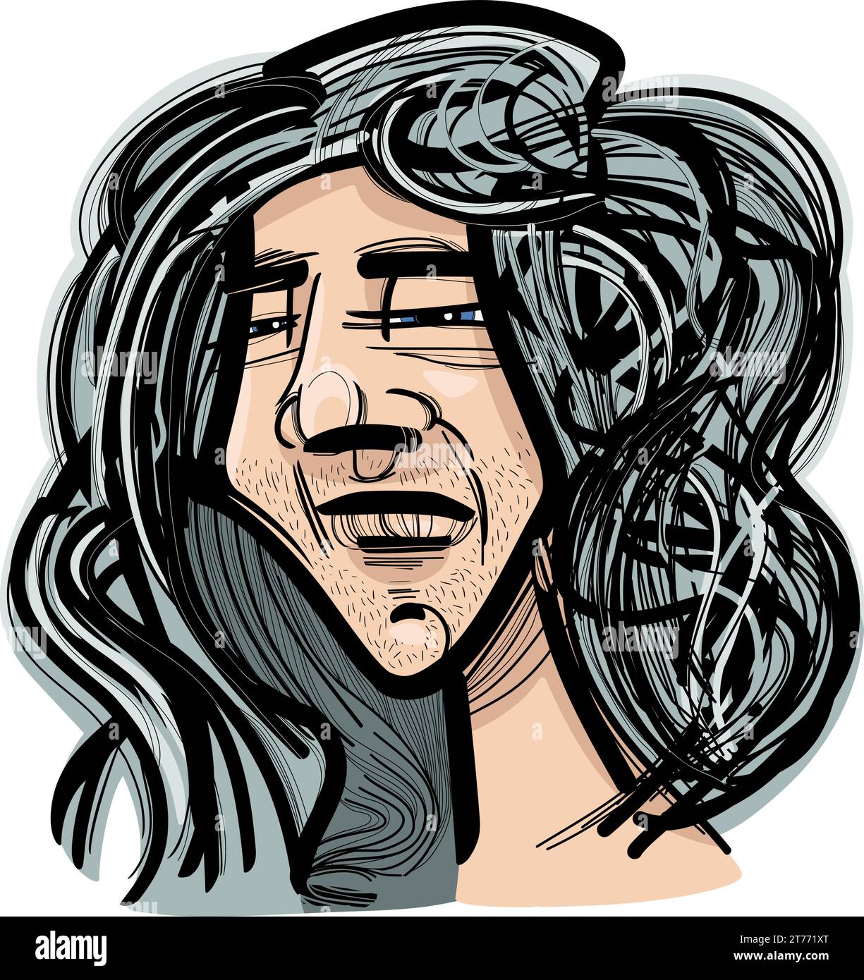 Cartoon illustration funny long hair Banque de photographies et d ...