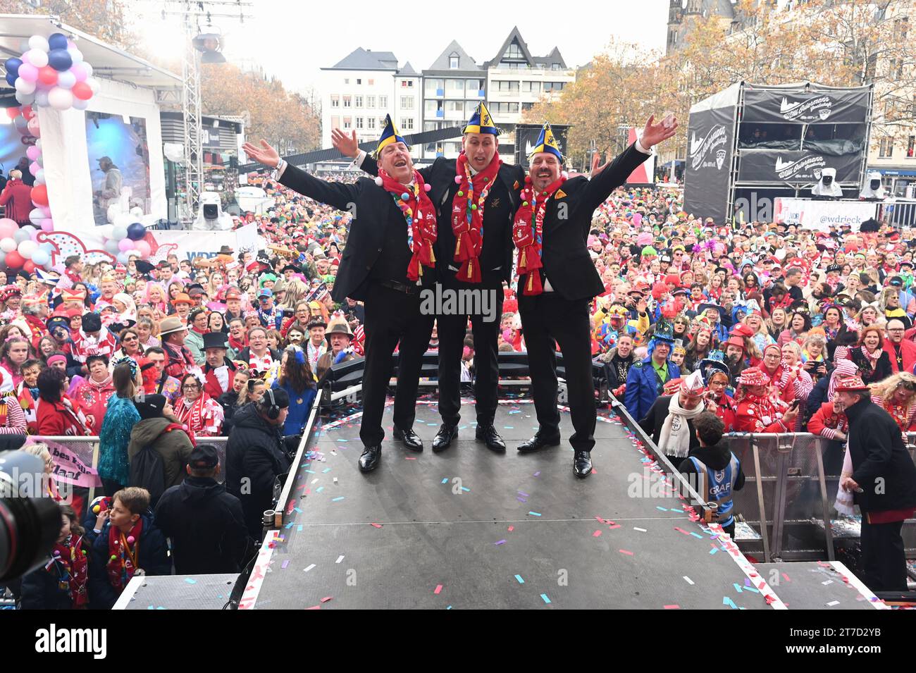 Cologne, Allemagne. 11 novembre 2023. Le triumvirat désigné du carnaval ...