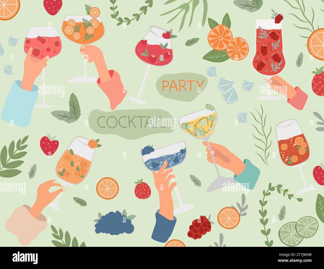 Amis avec une gamme de cocktails classiques. Boissons variées comme ...