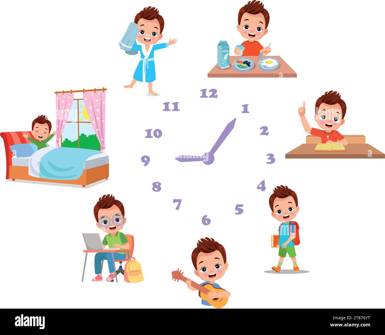 Activités de routine quotidiennes Banque d'images vectorielles - Alamy