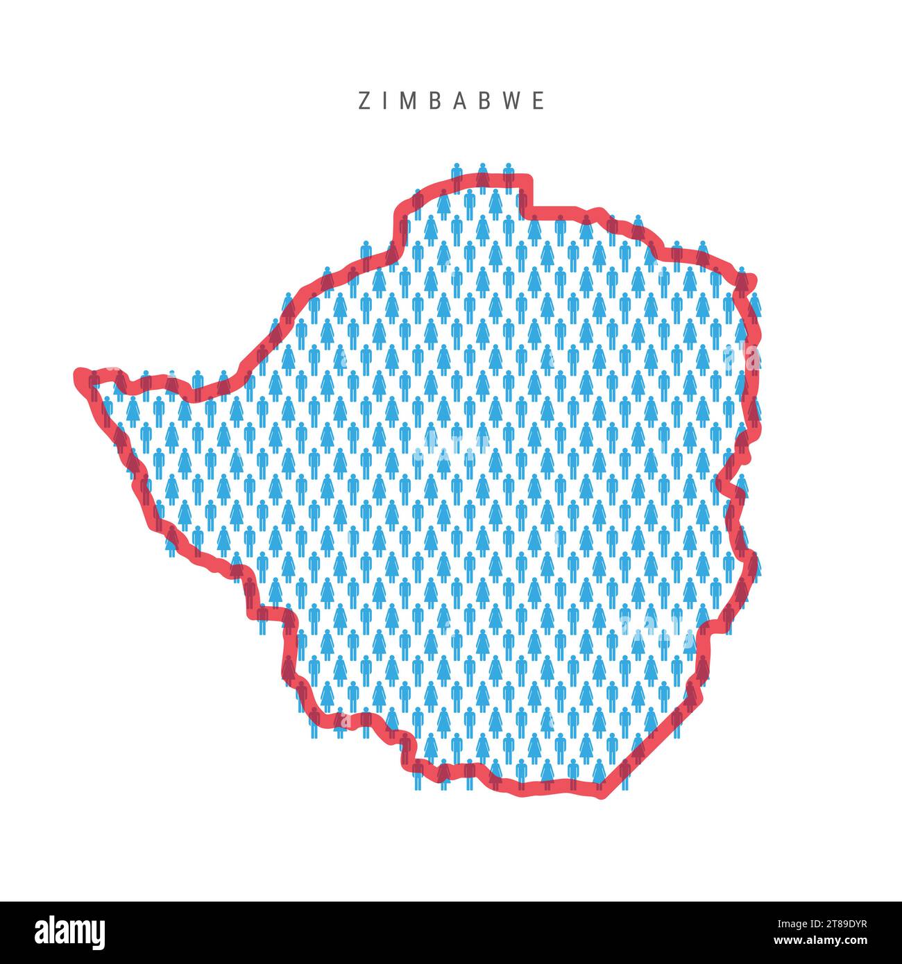 Carte de la population du Zimbabwe. Stick chiffres carte du peuple ...