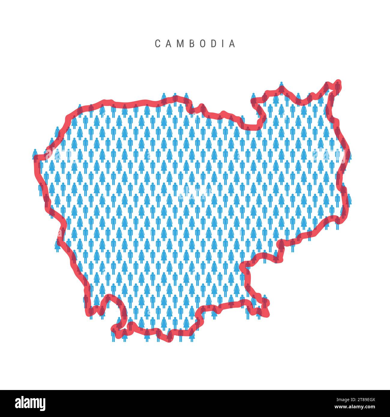 Carte de la population du Cambodge. Stick chiffres carte du peuple ...