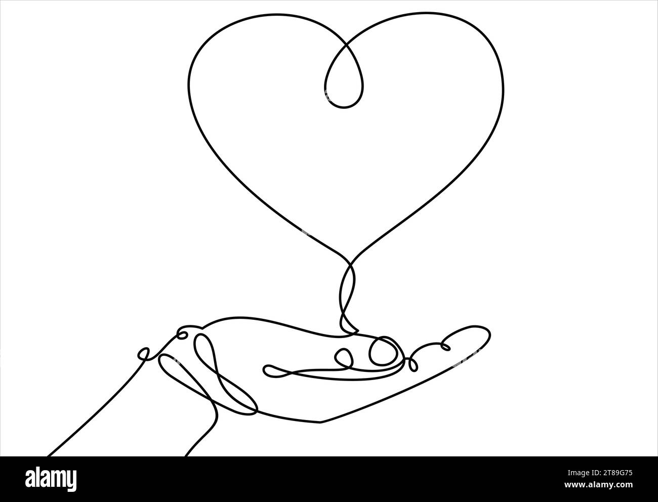 Dessin au trait continu coeur main Banque de photographies et d’images ...