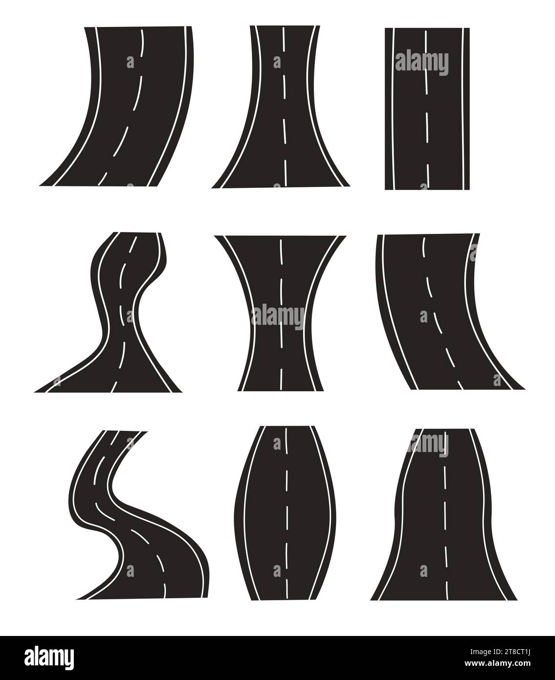 Piste de virage courbe signe route Banque d'images noir et blanc - Alamy