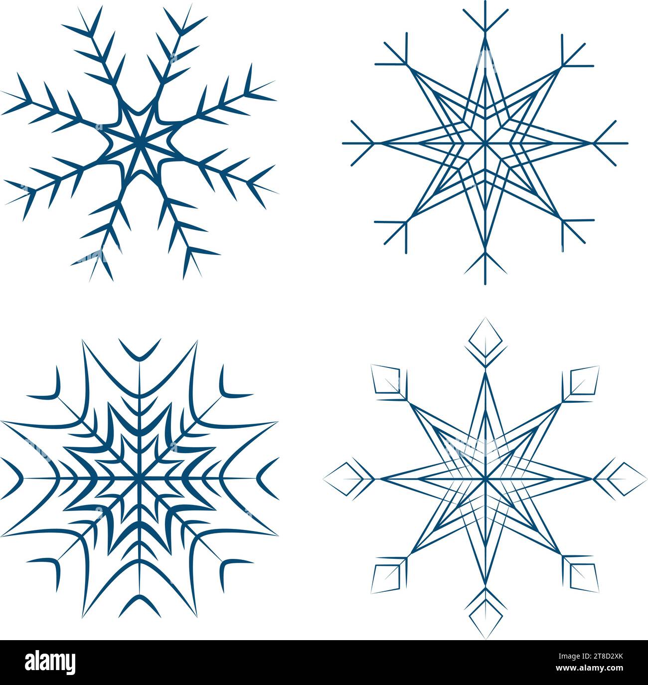 Lot de 4 flocons de neige à motifs. Éléments de design pour Noël ou ...