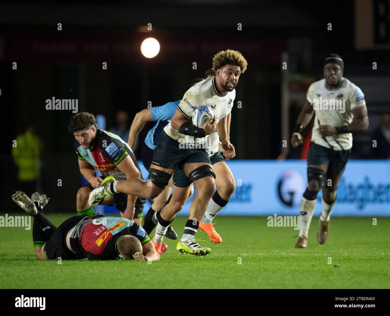 Sarrasins Andy Christie en action lors du Gallagher Premiership Rugby ...