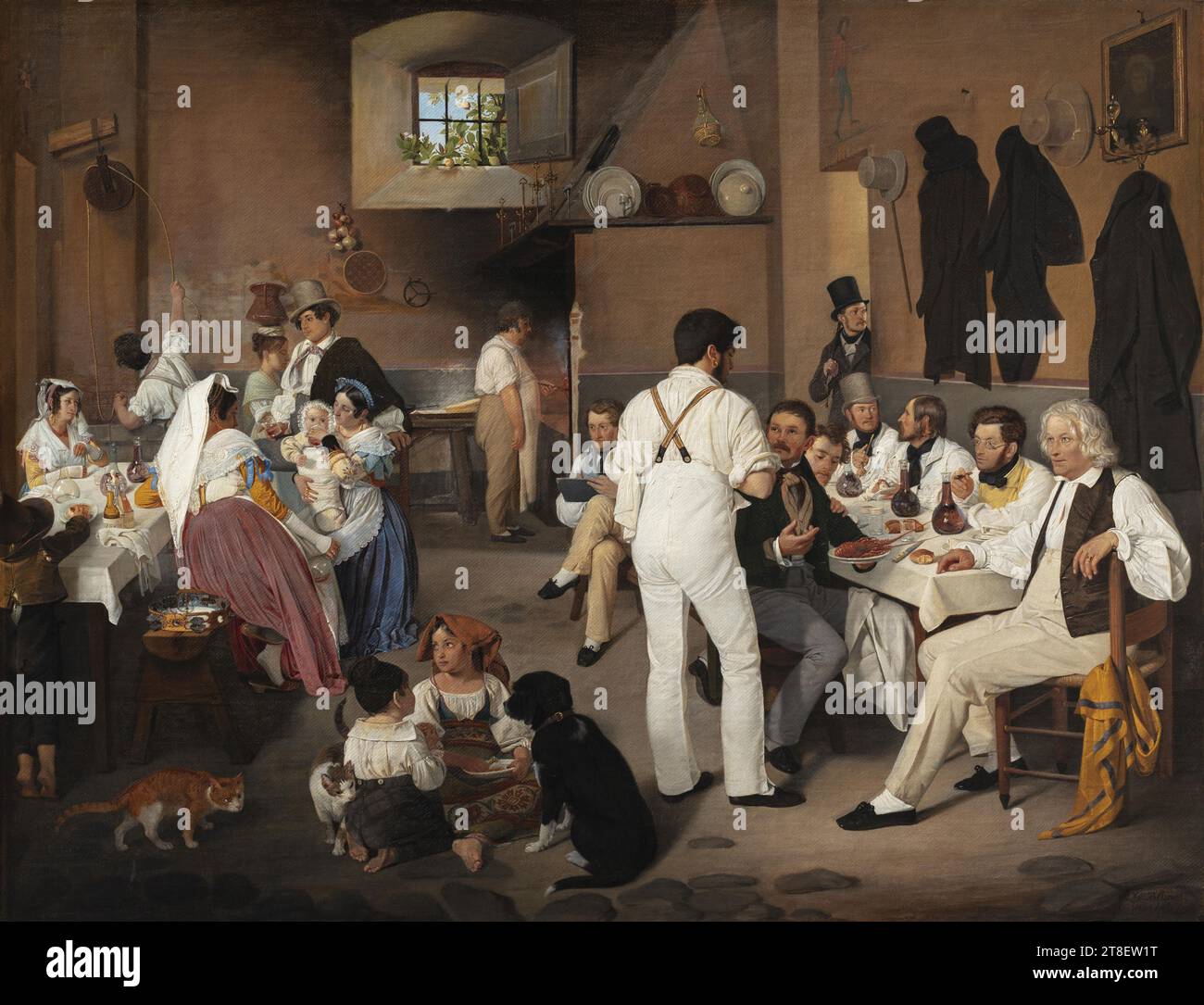 Artistes danois dans l'Osteria romaine la Gensola, Ditlev Blunck, 1837 ...