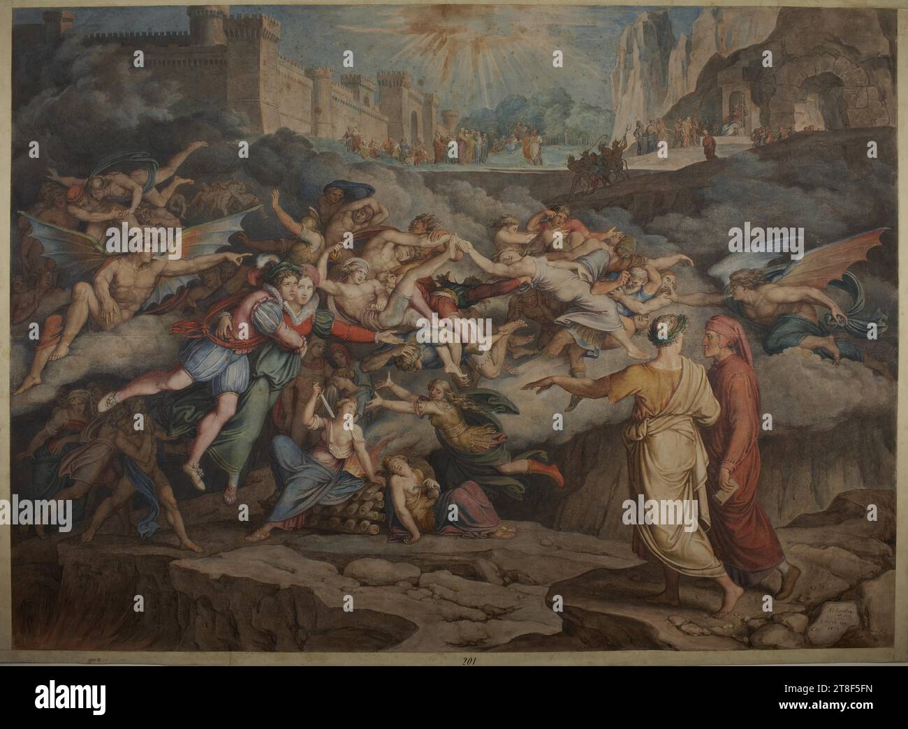 Dante et Virgile dans le deuxième cercle en Enfer, Joseph Anton Koch ...