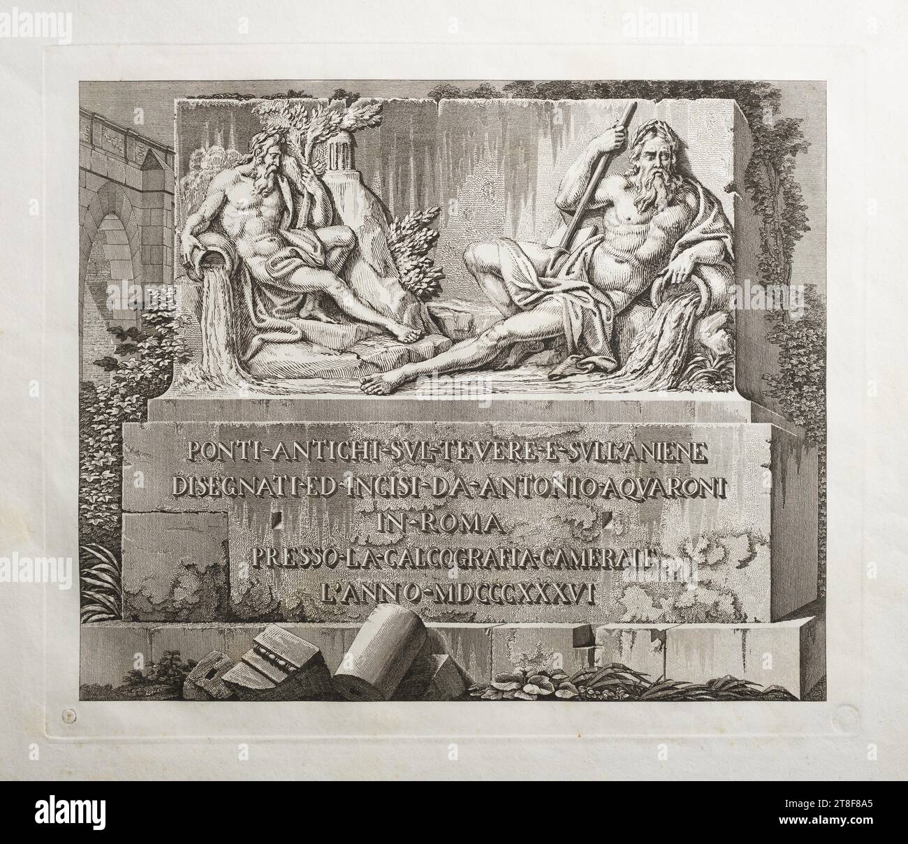 Ponts antiques au Tibre et à l'Aniene, Antonio Acquaroni, 1836, Art ...