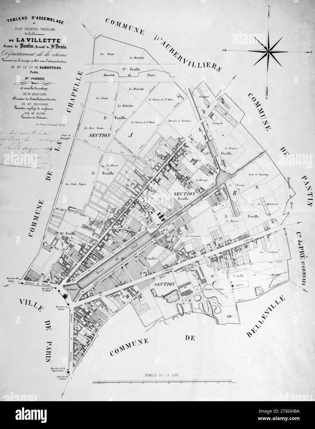 Tableau de montage, de la parcelle plan cadastral, de la commune, de ...