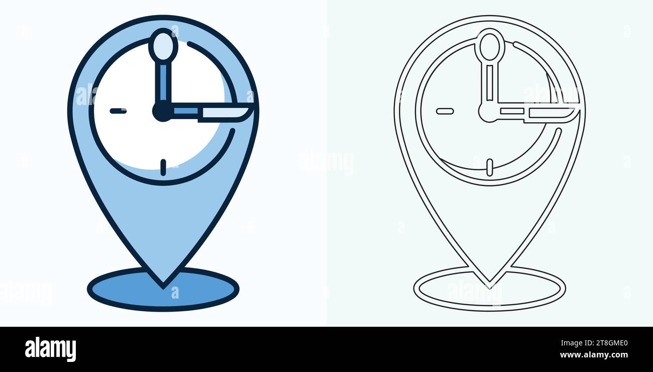 Nouveau style icône vectorielle plate horloge analogique. Symbole de la ...