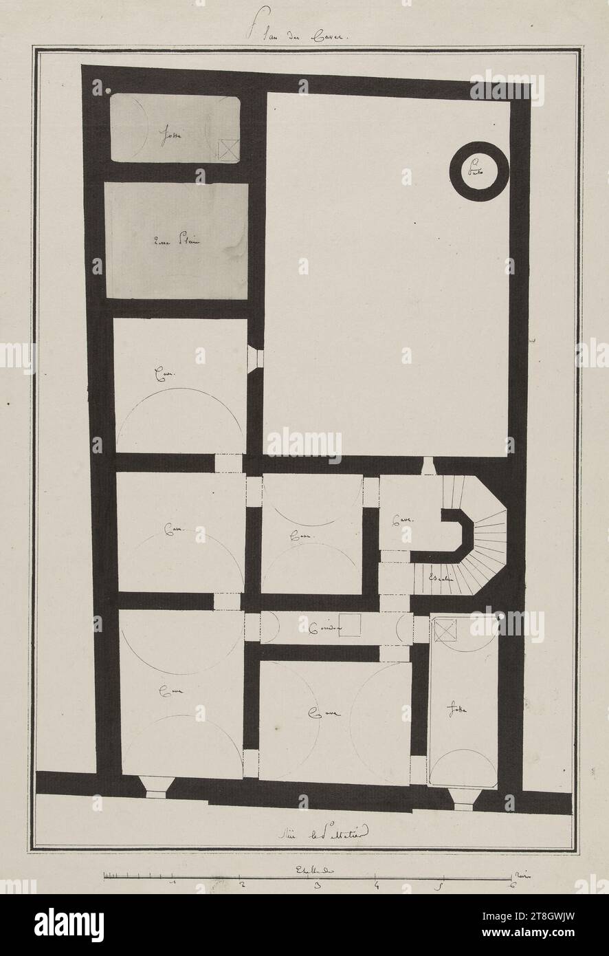 Plan des grottes d'une maison rue le Peletier, 9e arrondissement, Paris ...