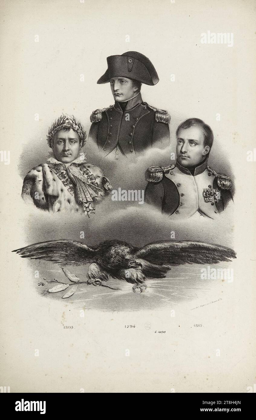 1805. 1794. 1815. Triple portrait de Napoléon à 3 moments de sa vie ...