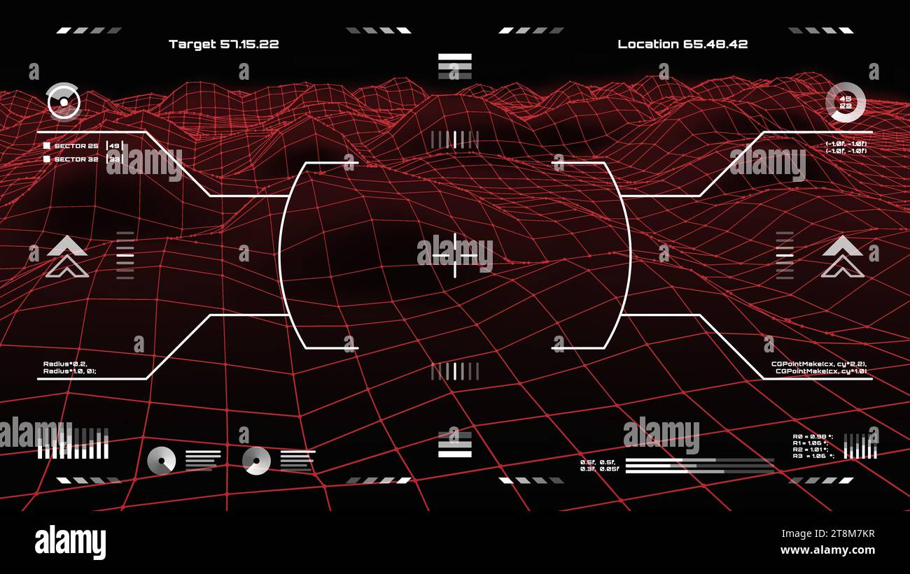 Contrôle de visée de cible HUD militaire et écran radar, tableau de ...
