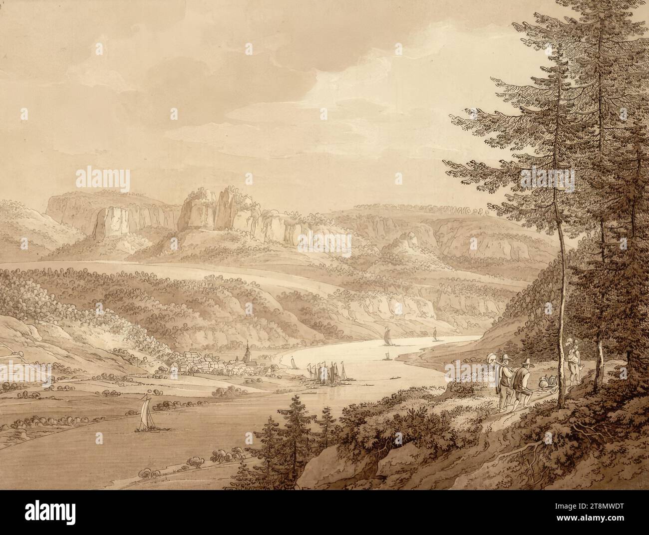Vue de Schandau, Adrian Zingg (Saint-Gall 1734 - 1816 Leipzig), 2e ...