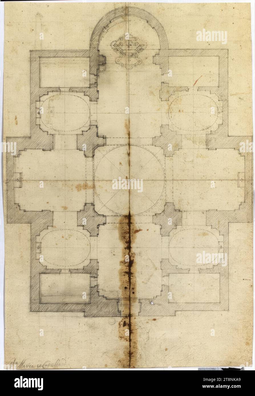 Naples, Santa Maria a Cappella Nuova, plan au sol avec ciborium en deux ...