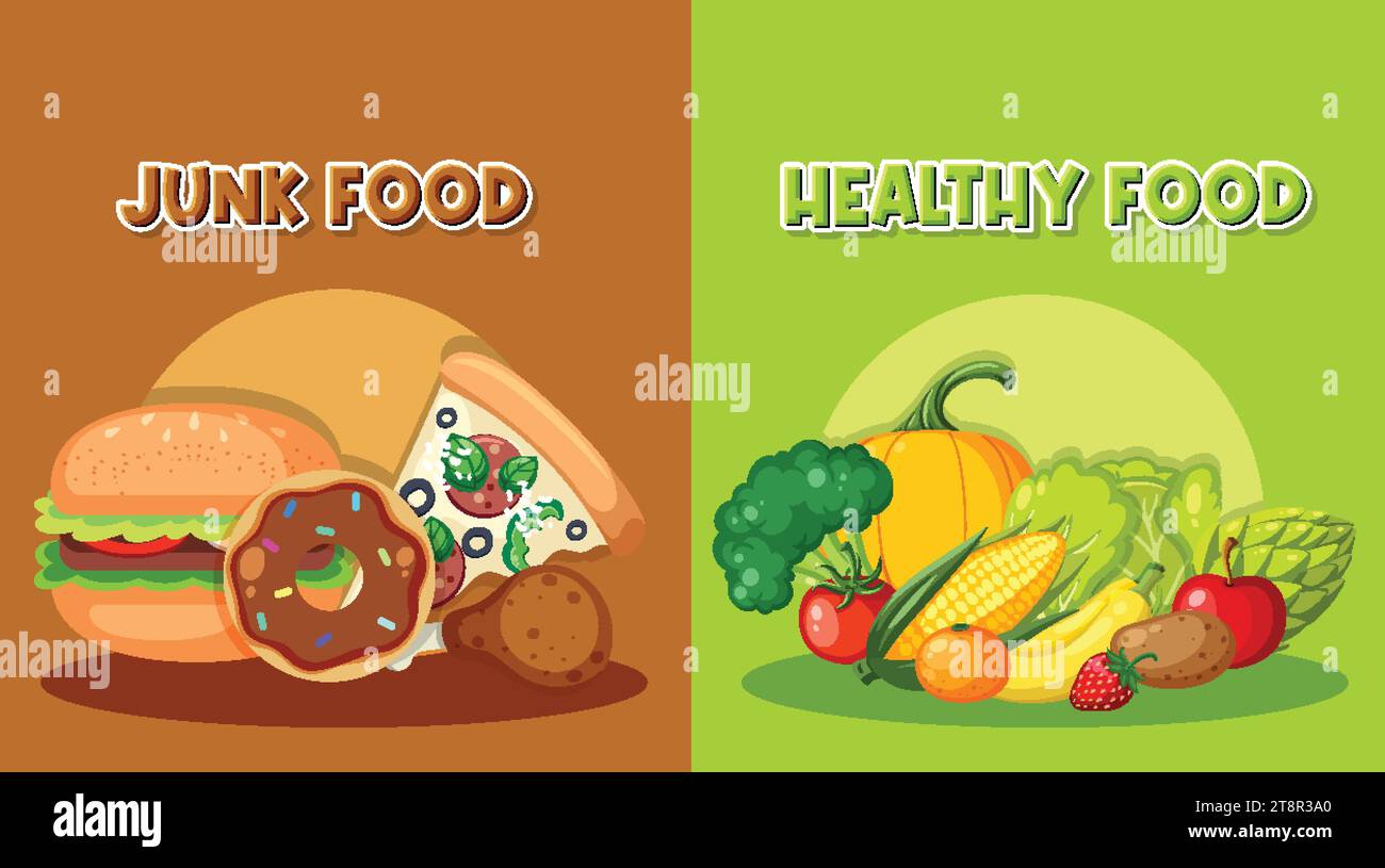 Healthy vs unhealthy food Banque d'images vectorielles - Alamy