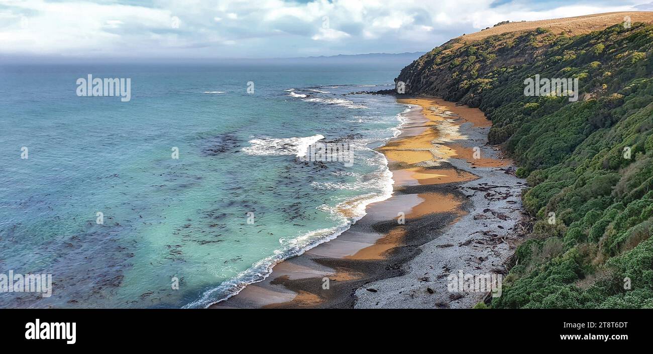 Bush Beach Oamaru, Nouvelle-Zélande. NZ, la plage de Bushy est située à ...