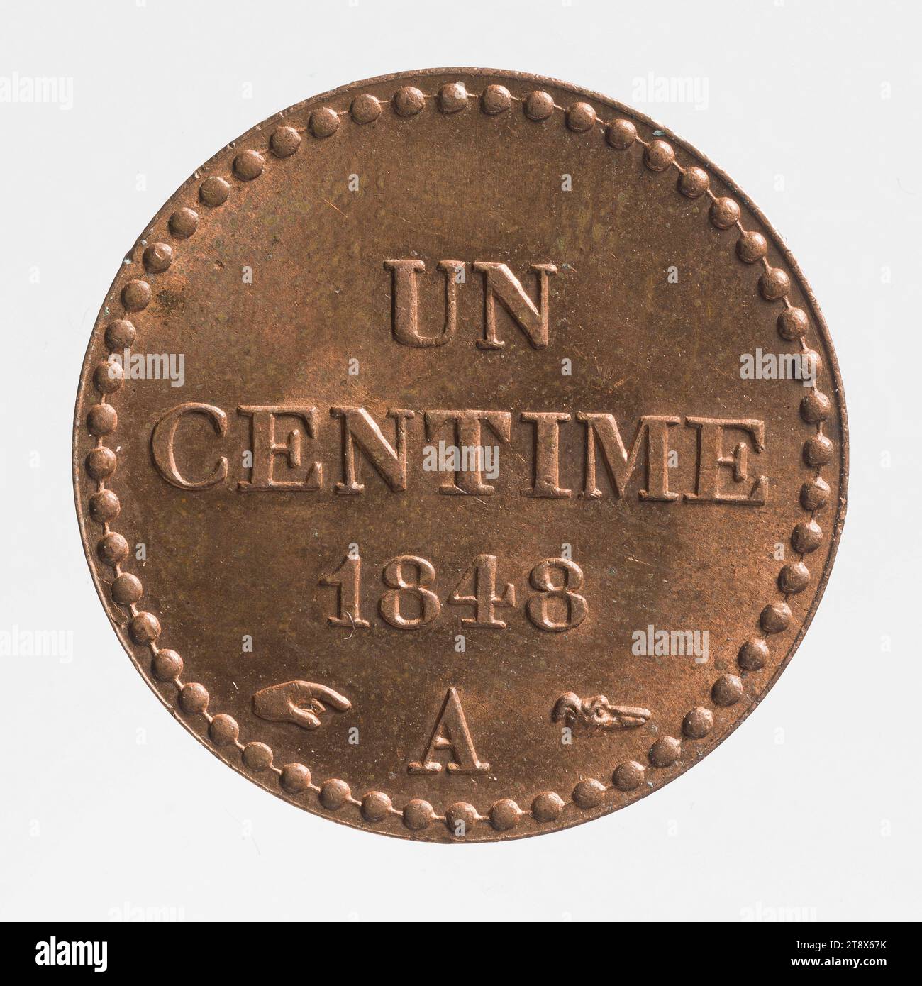 Pièce d'un centime de la Seconde République, 1848, Dupré, Augustin ou ...