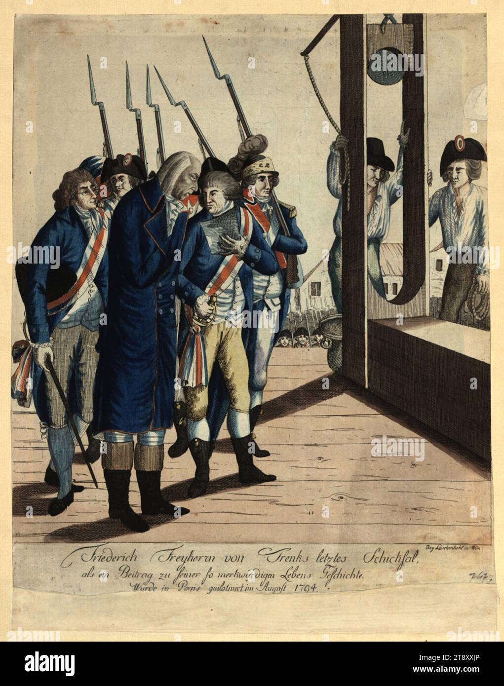 Friedrich Freiherr von Trenk (1726-1794) devant la guillotine le 25 juillet 1794, Johann ...