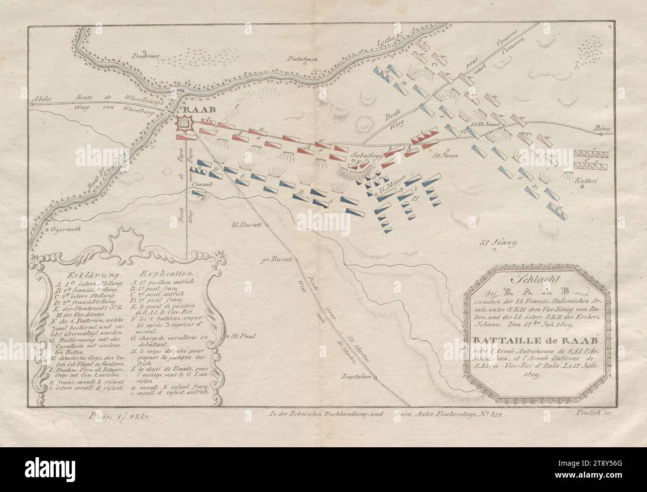 La bataille de Raab 1809, Karl Timlich, graveur, 1809, papier, gravure ...