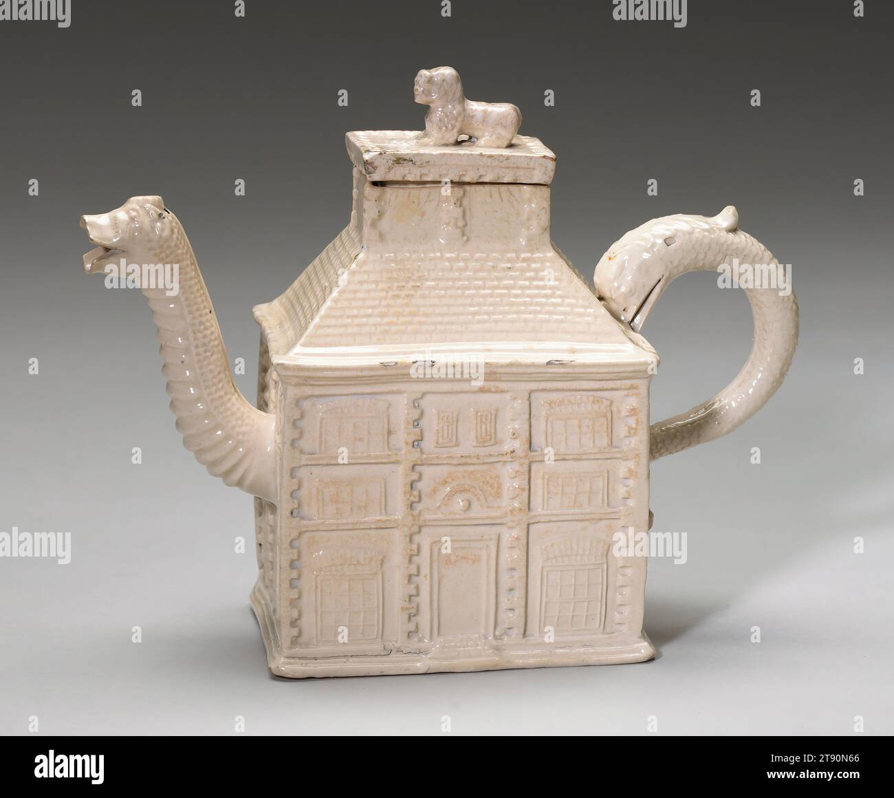 Théière, c. 1740, 5 5/8 x 7 x 3 pouces (14,3 x 17,8 x 7,6 cm), grès ...