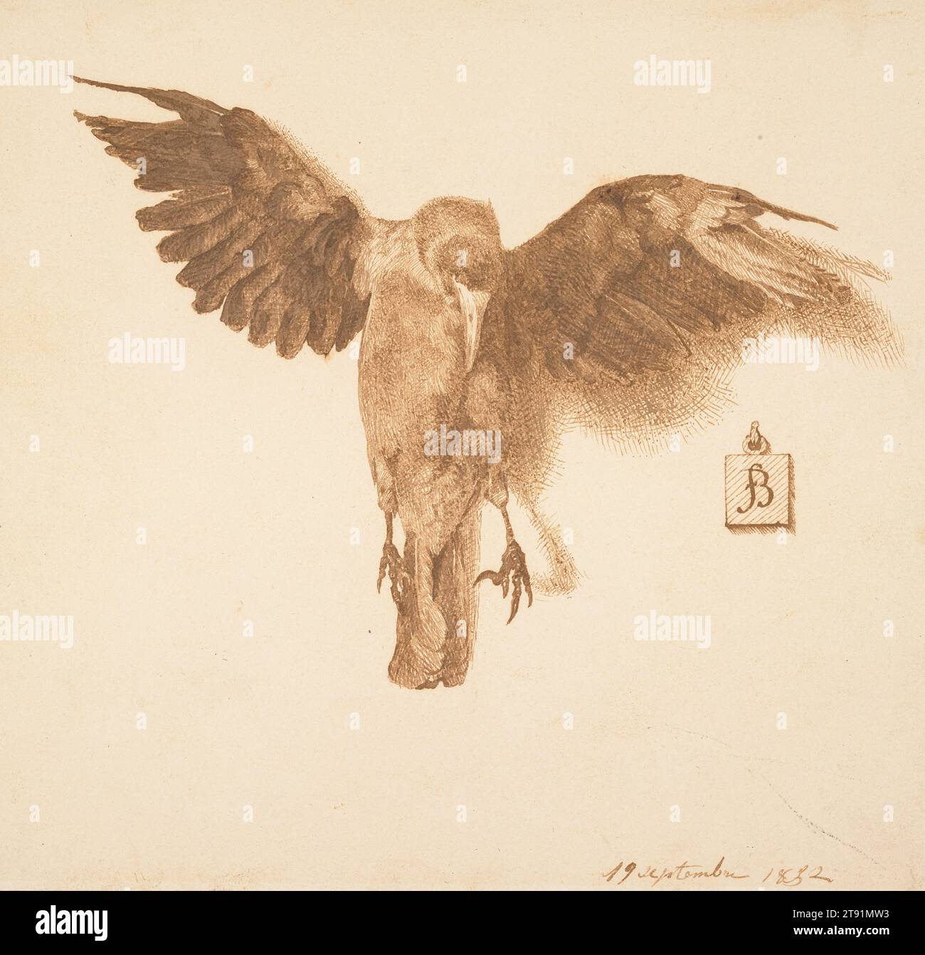 Oiseau (Crow), 1852, Félix Bracquemond, français, 1833-1914, 6 3/8 x 6 ...