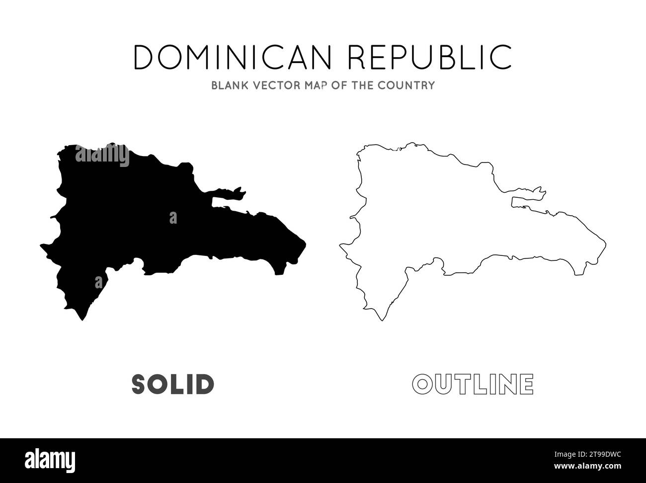 Carte de la République dominicaine. Carte vectorielle vierge du pays ...