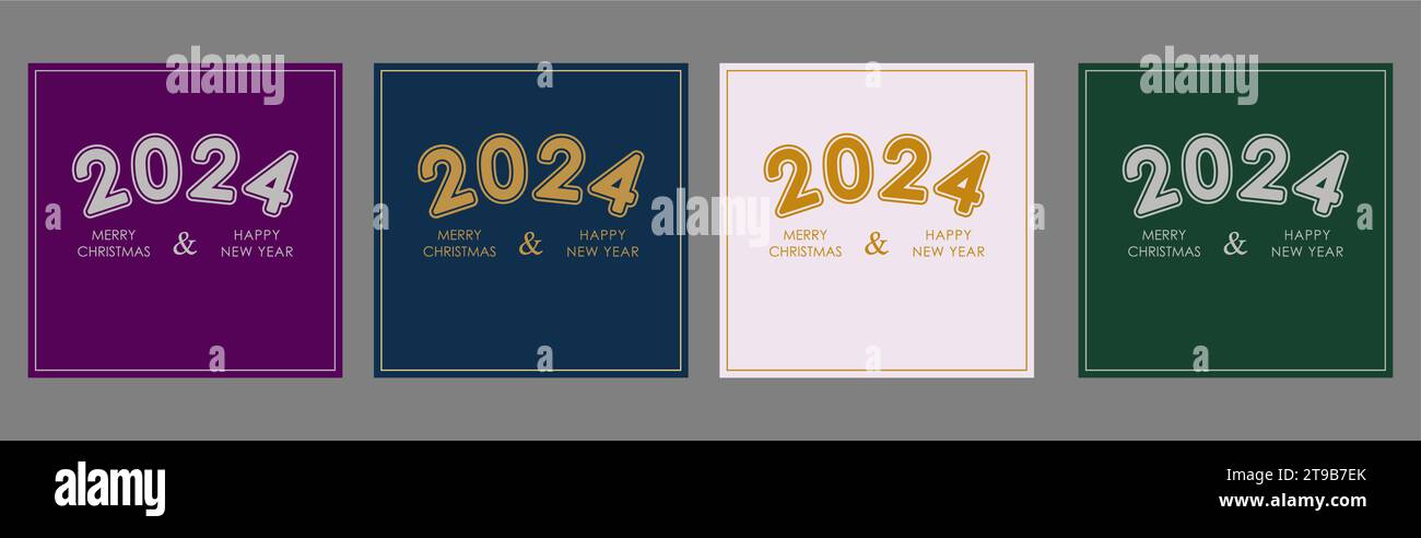 Joyeux Noël et bonne année 2024. Design festif avec chiffres et ...