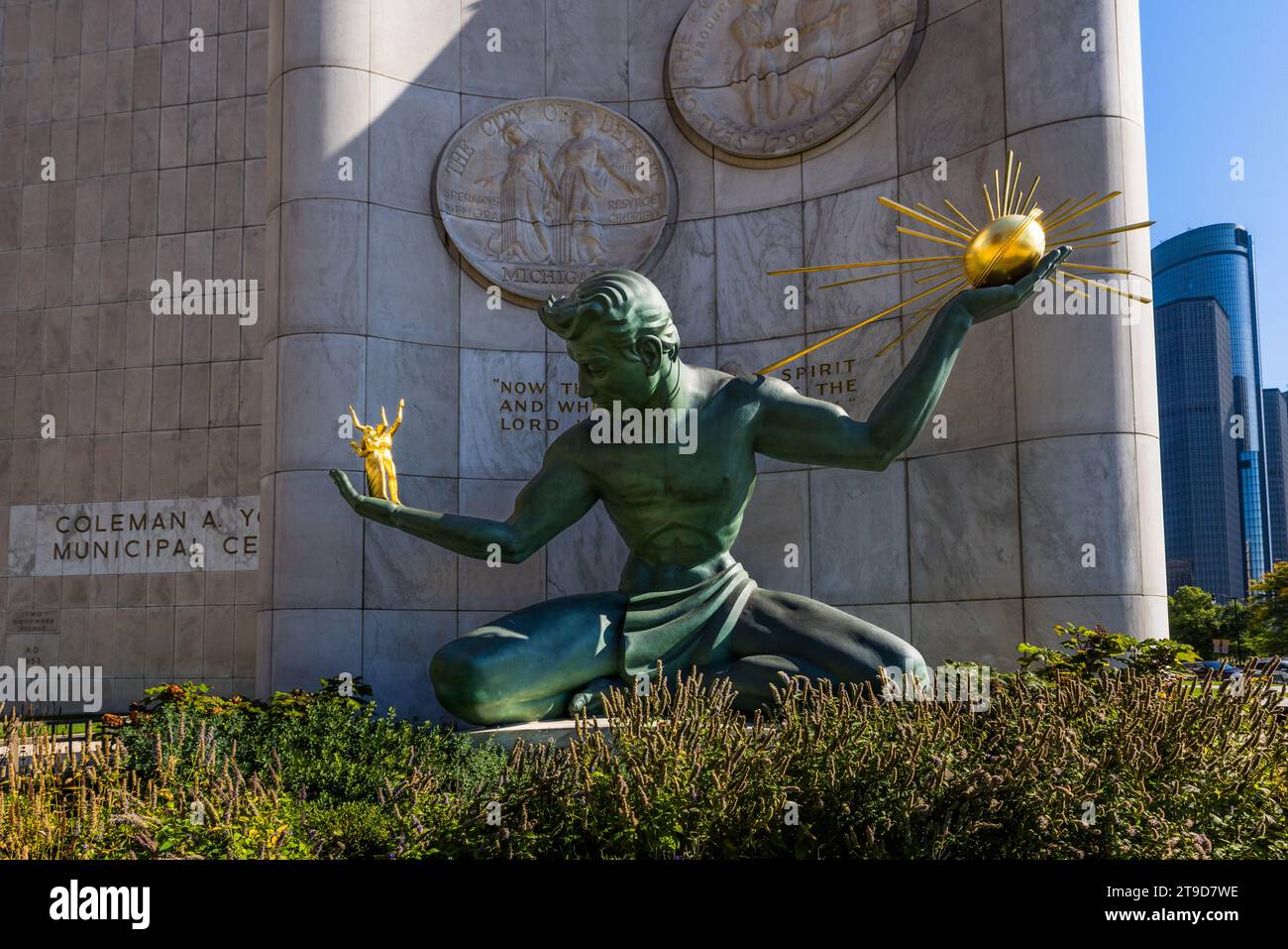 Monument Spirit of Detroit, statue de bronze de Marshall Fredericks au ...