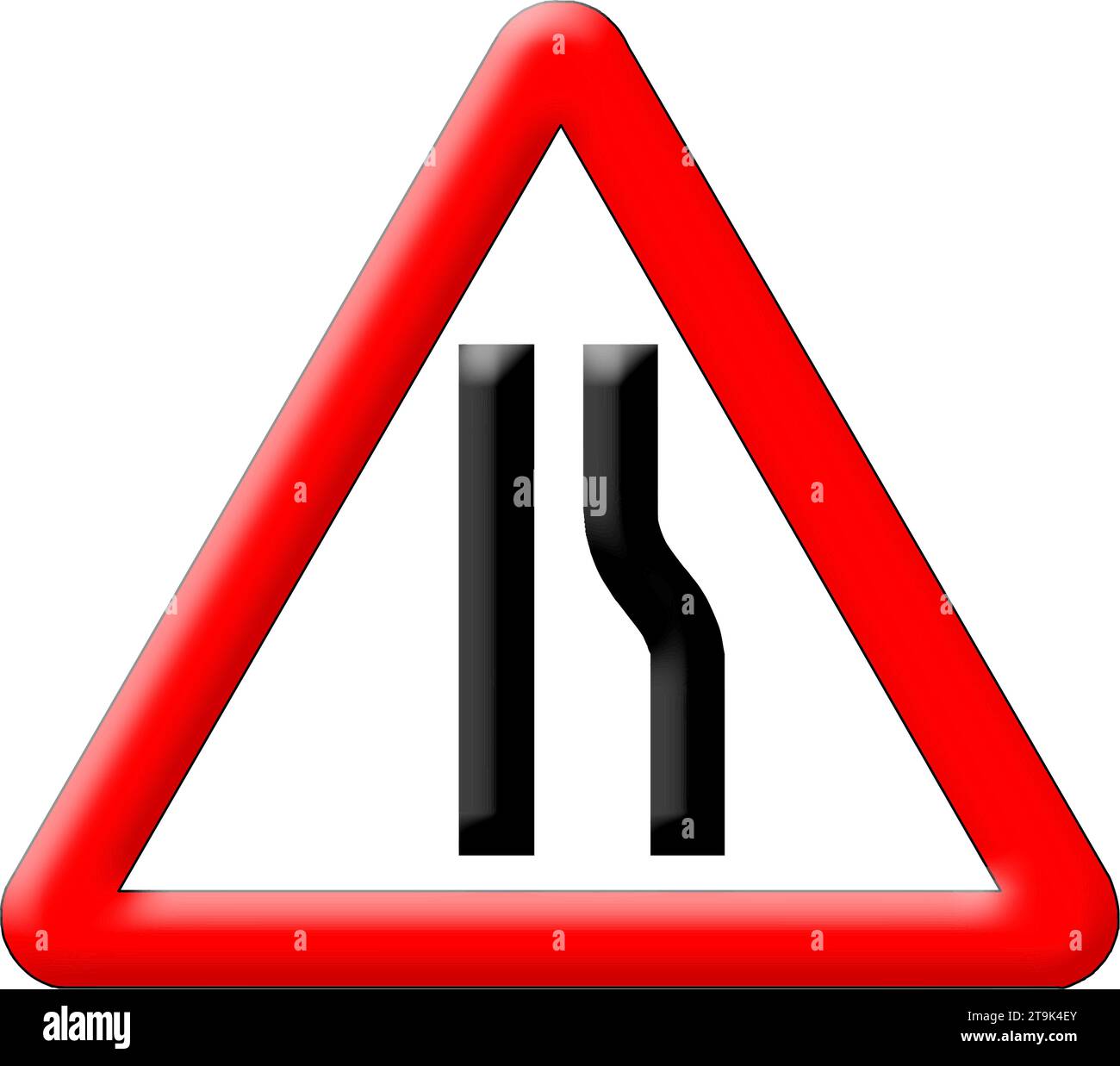 Panneau de signalisation route étroite Banque d'images vectorielles - Alamy