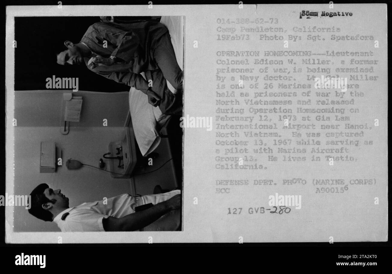 Le lieutenant-colonel Edison W. Miller, un ancien prisonnier de guerre ...