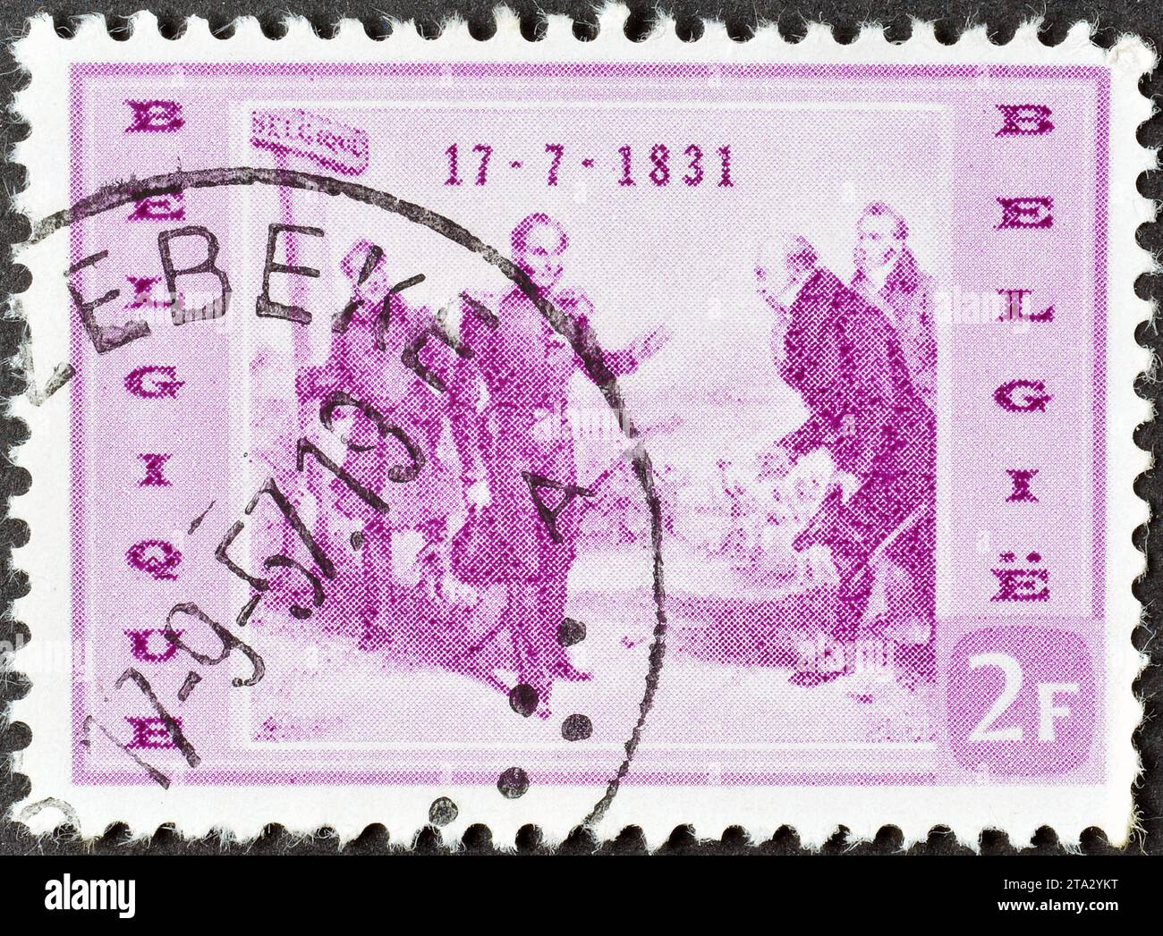 Timbre-poste annulé imprimé par la Belgique, qui montre le roi Léopold ...