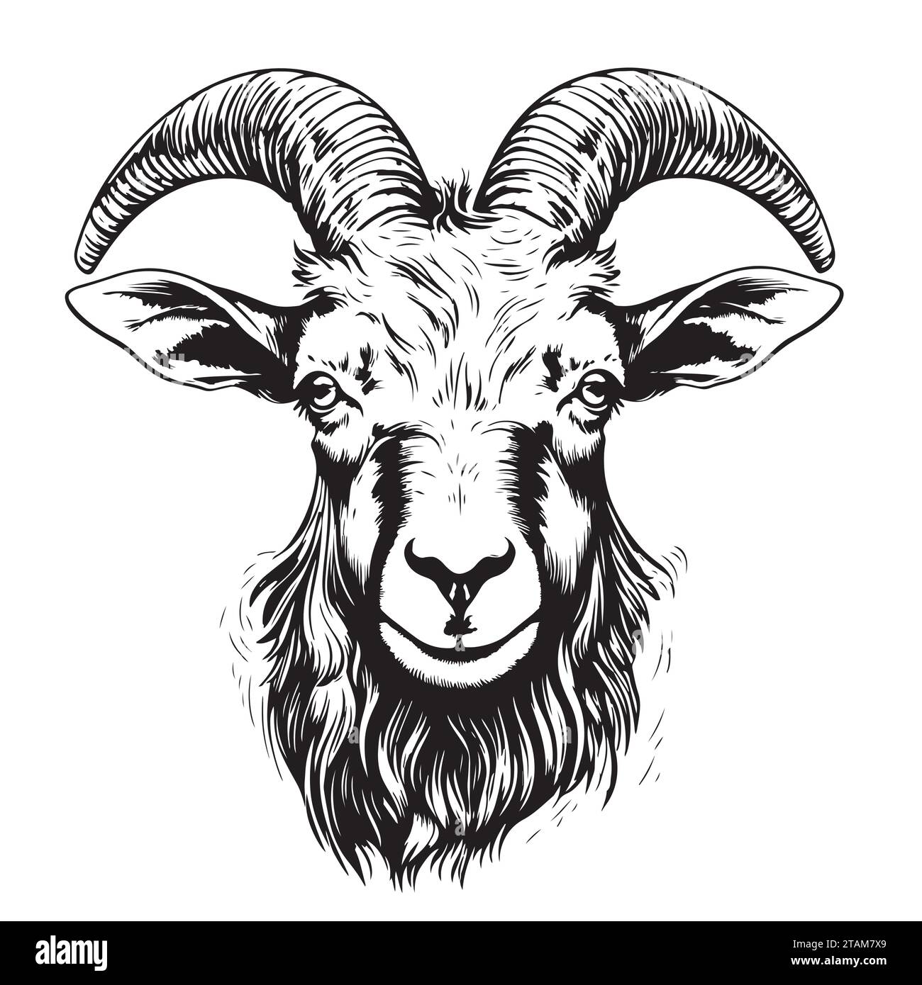 Portrait de chèvre de ferme croquis dessiné à la main ferme bétail ...