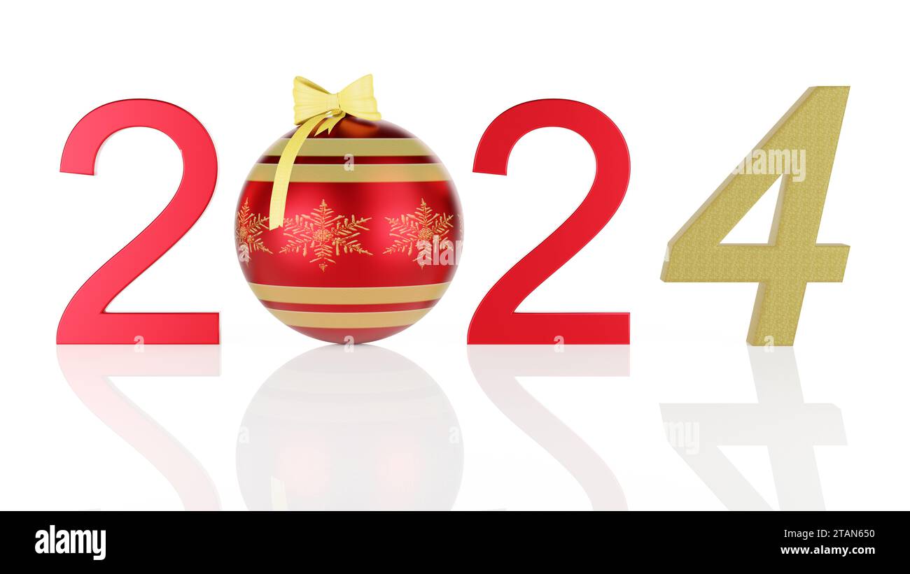 Illustration 3D. Nouvel an 2024. Nouvel an, 2024 en chiffres pour ...