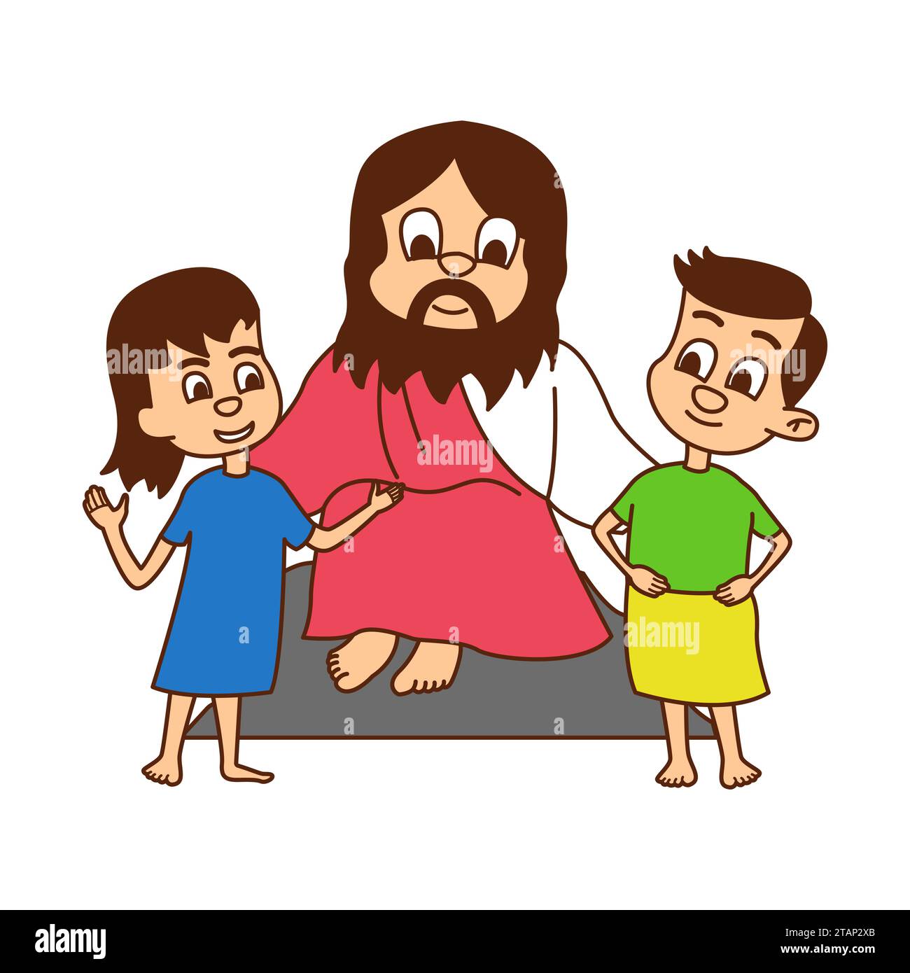 Jesus con niños Banque d'images vectorielles - Alamy