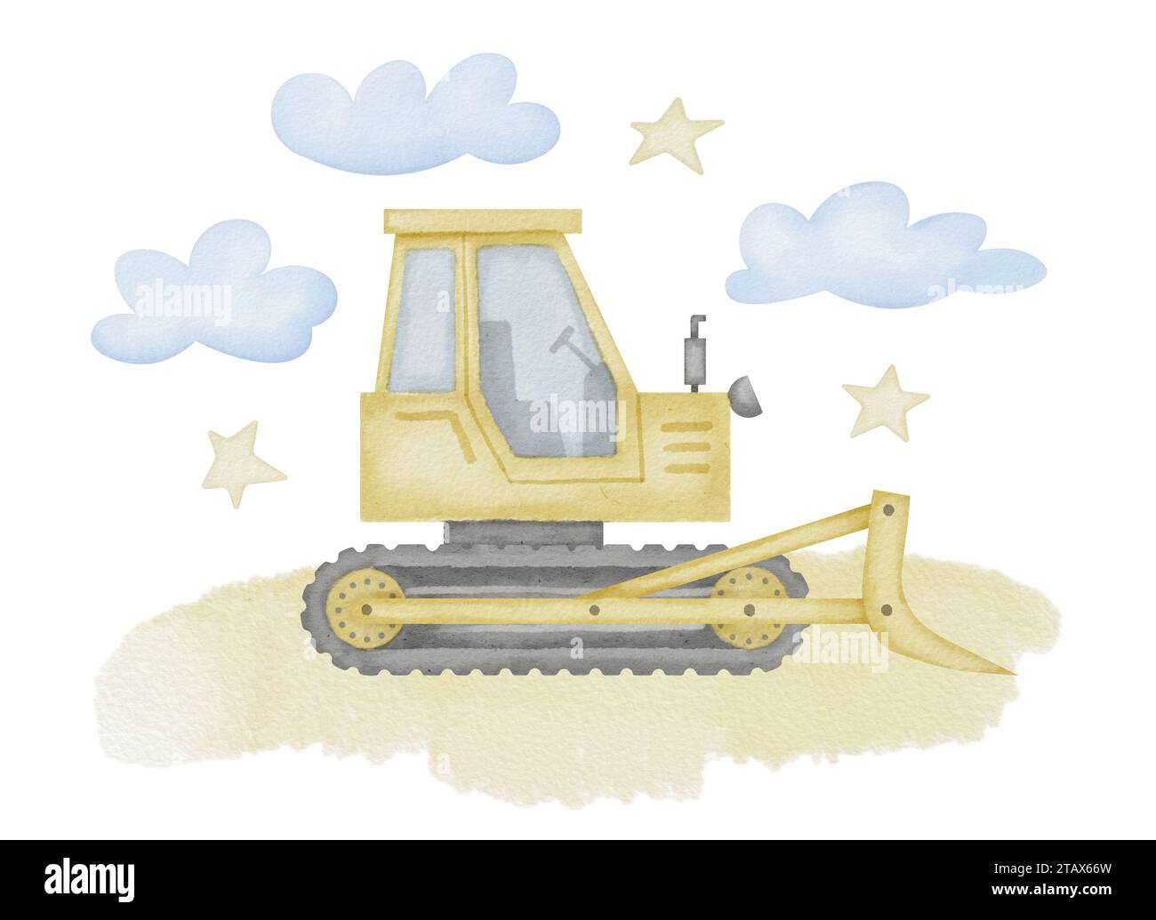 Illustration de l'aquarelle du bulldozer. Clip art dessiné à la main de ...