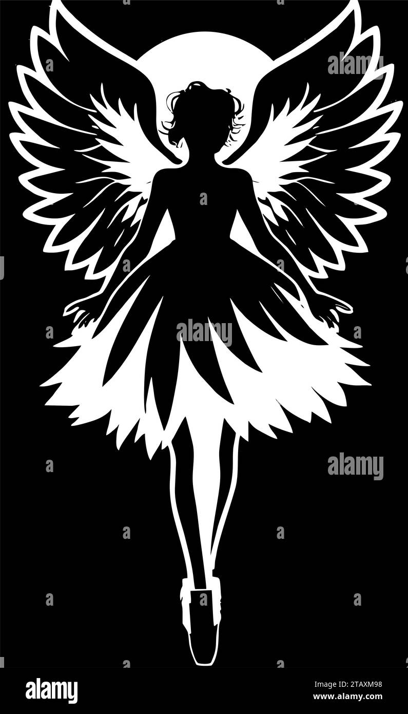 Dessin ailes d'ange Banque d'images noir et blanc - Alamy
