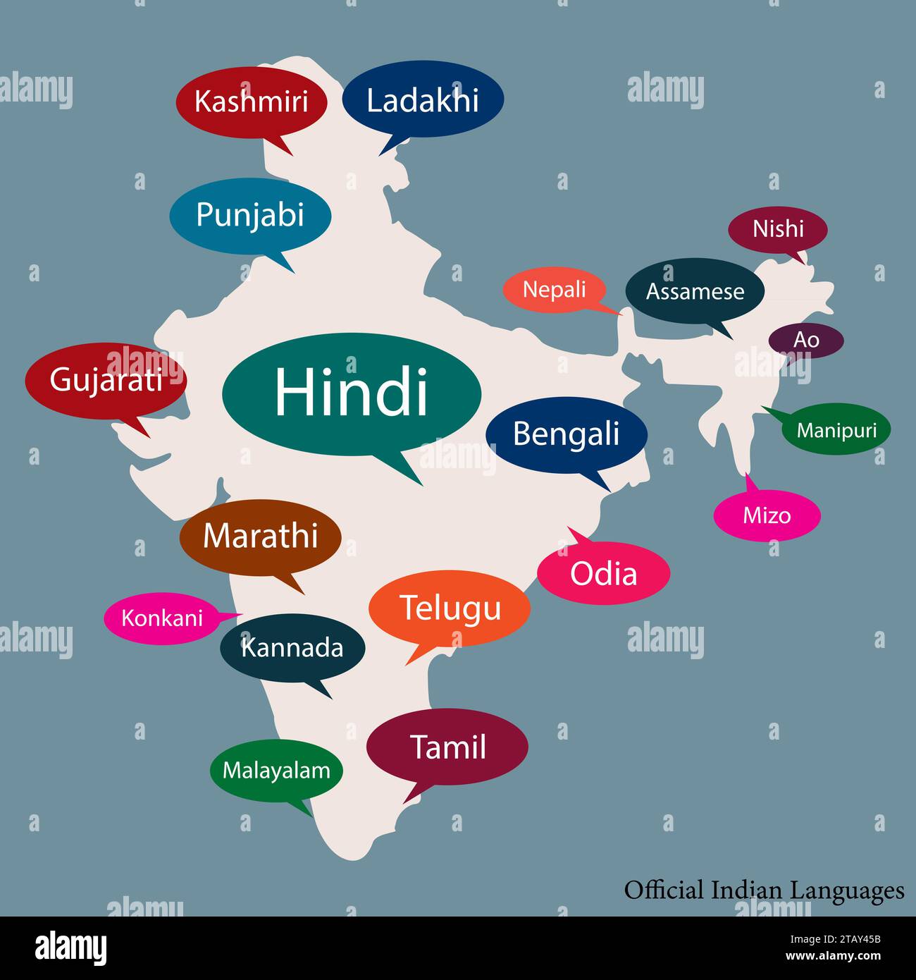 Map languages of india Banque d'images vectorielles - Alamy