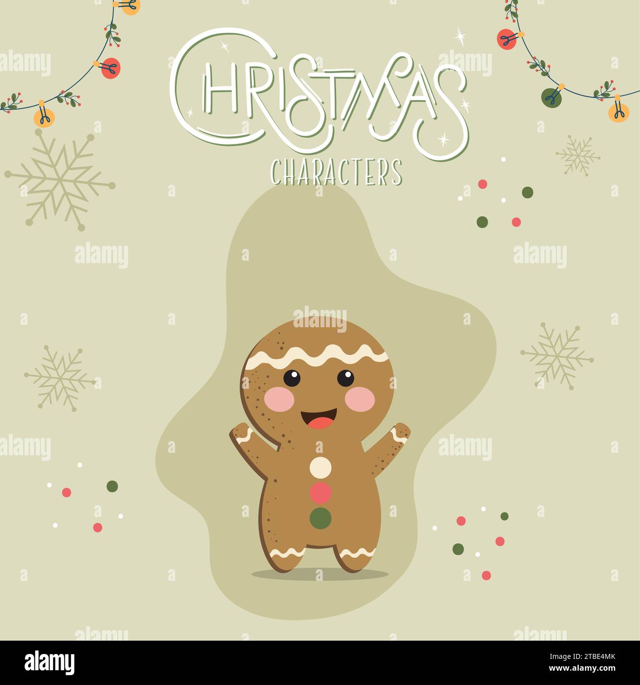 Gingerbread man dessin animé Kawaii Christmas Characters Vector Image ...