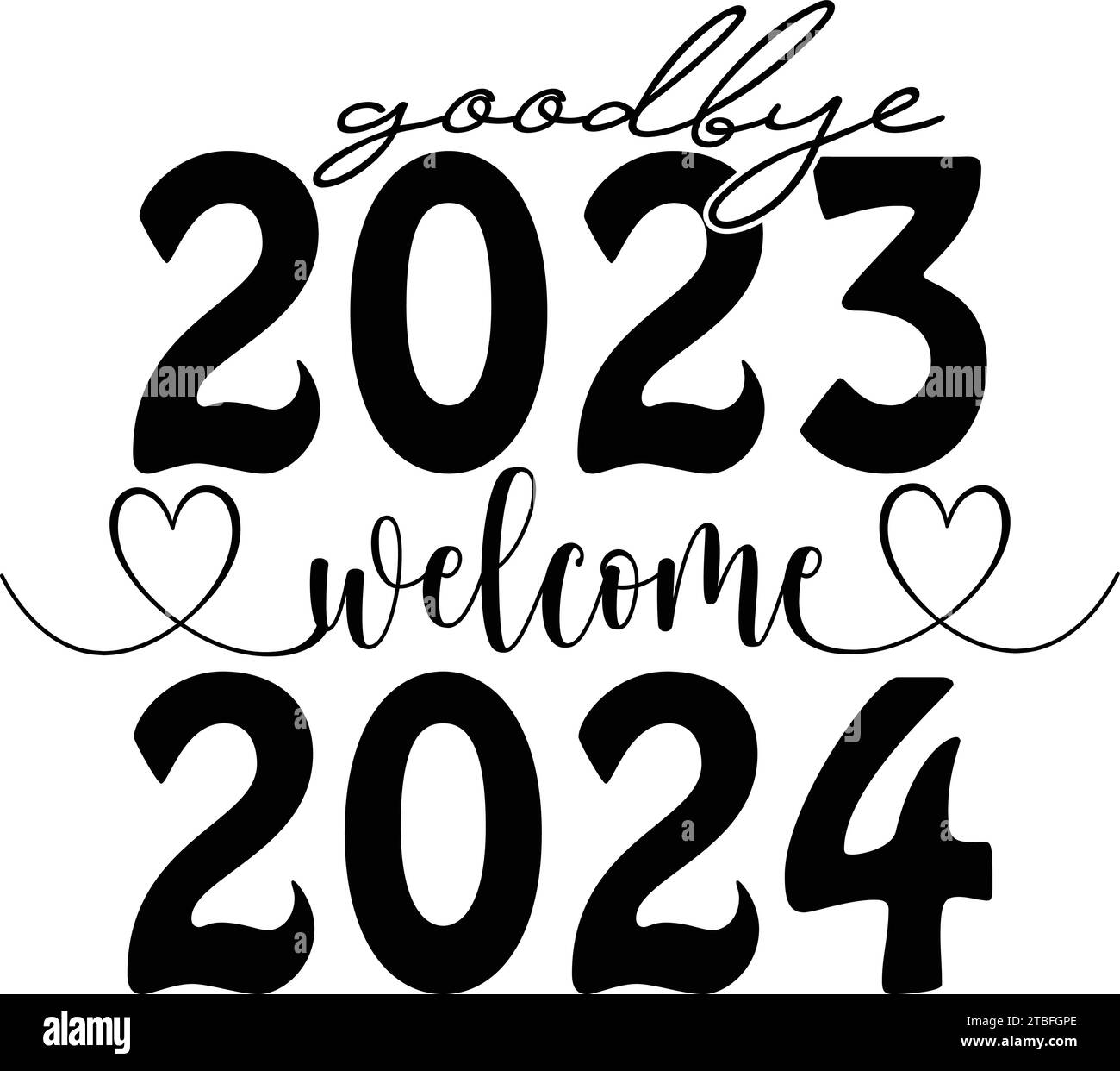 Au revoir 2023 bienvenue 2024 Banque d'images noir et blanc - Alamy