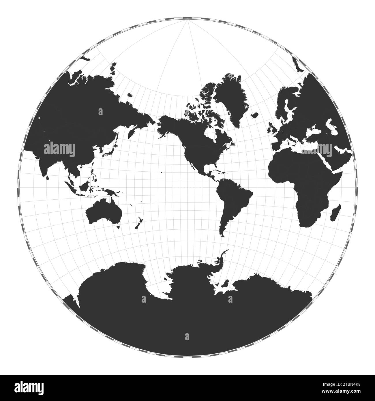 Carte du monde vectorielle. Projection conforme Lagrange. Carte ...