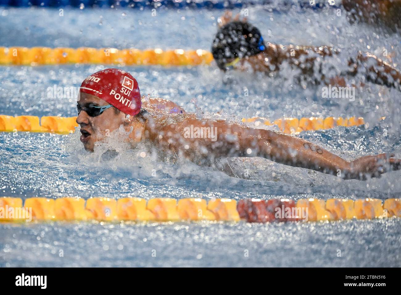 La Suisse NOE Ponti concourt aux demi-finales du 200m Butterfly Men lors des Championnats d ...