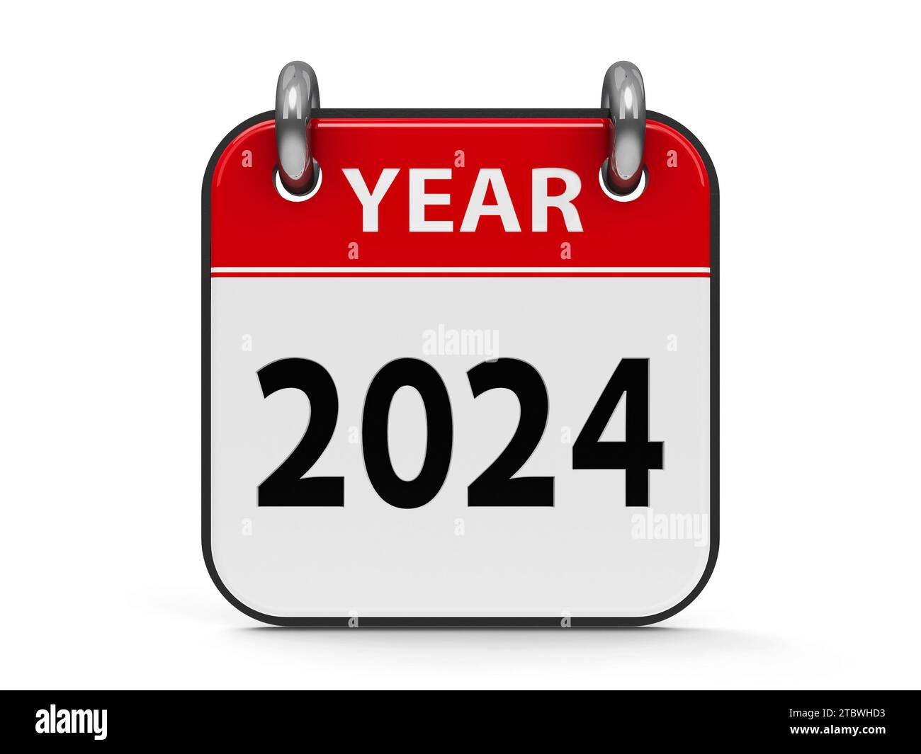 Icône calendrier 2024 année isolé sur fond blanc, rendu tridimensionnel ...