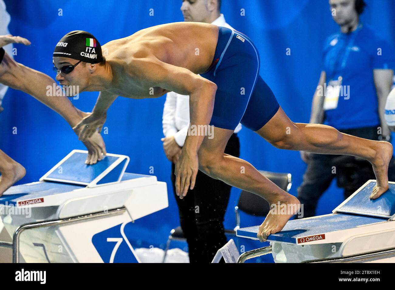 L'Italien Matteo Ciampi concourt dans les demi-finales du 200m Freestyle hommes lors des ...