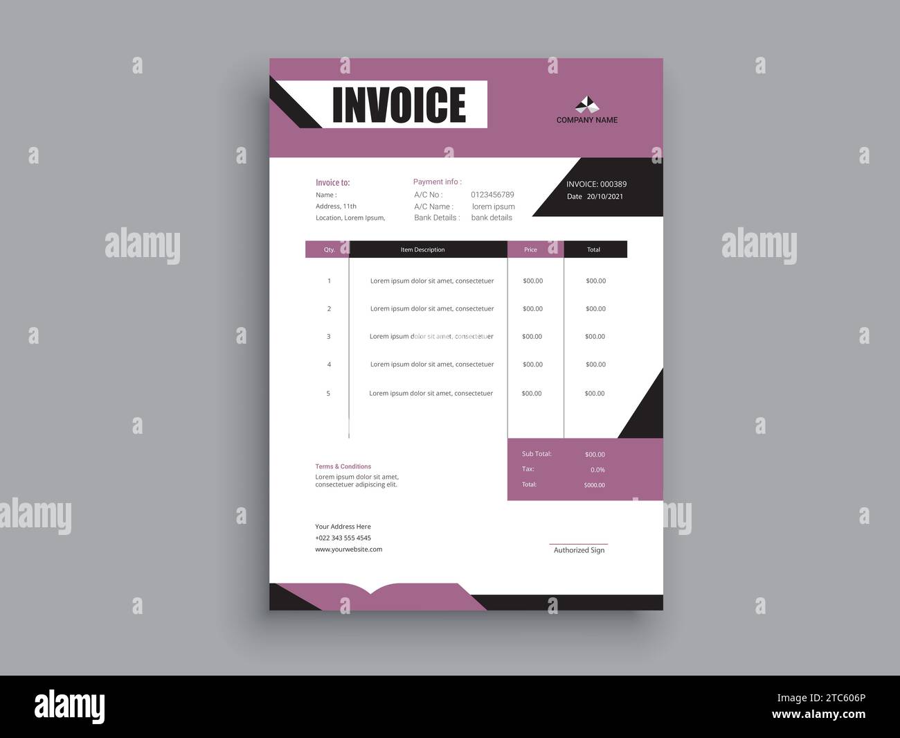 Modèle de formulaire de facture commerciale. Devis de facturation ...