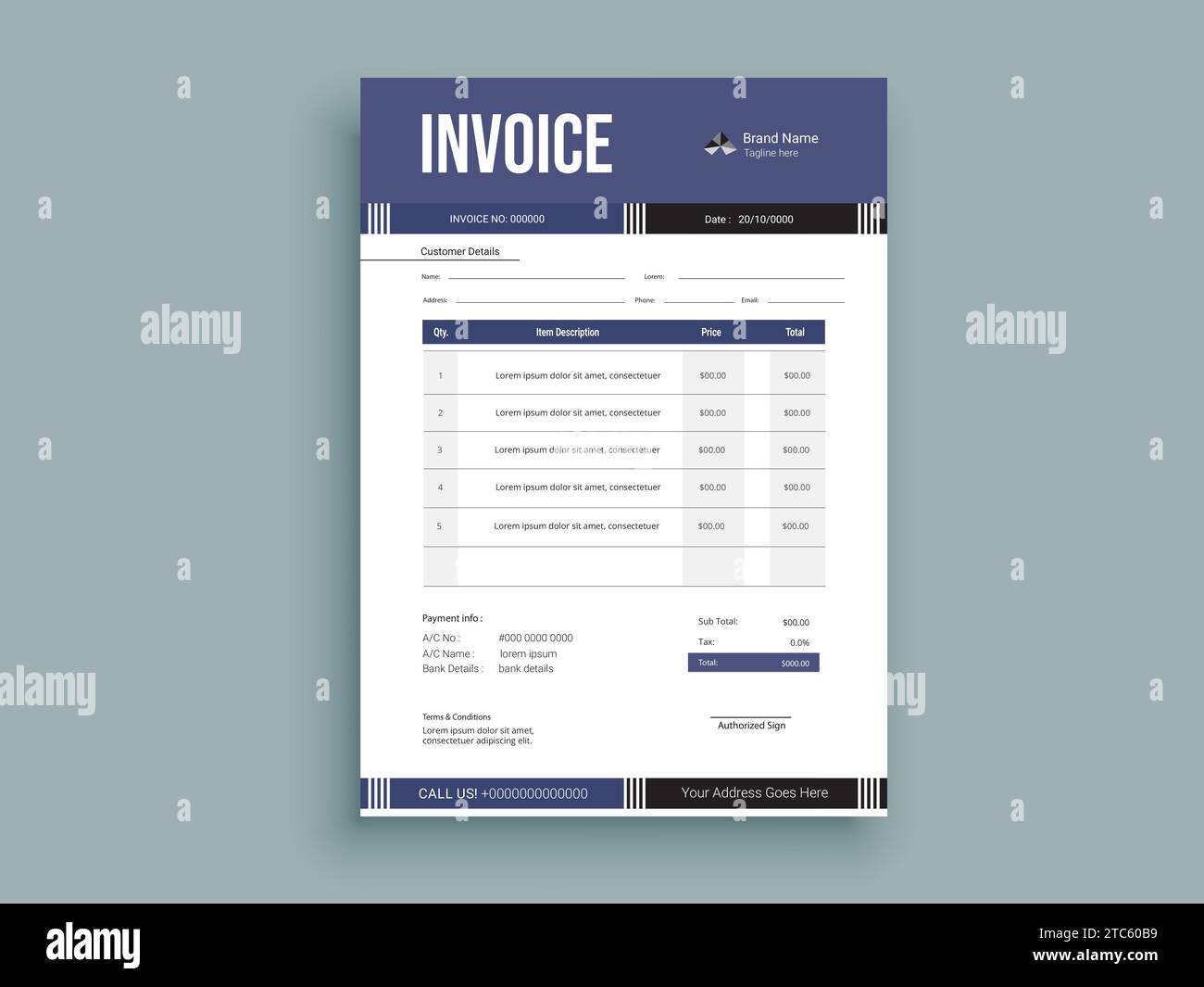 Modèle de formulaire de facture commerciale. Devis de facturation ...