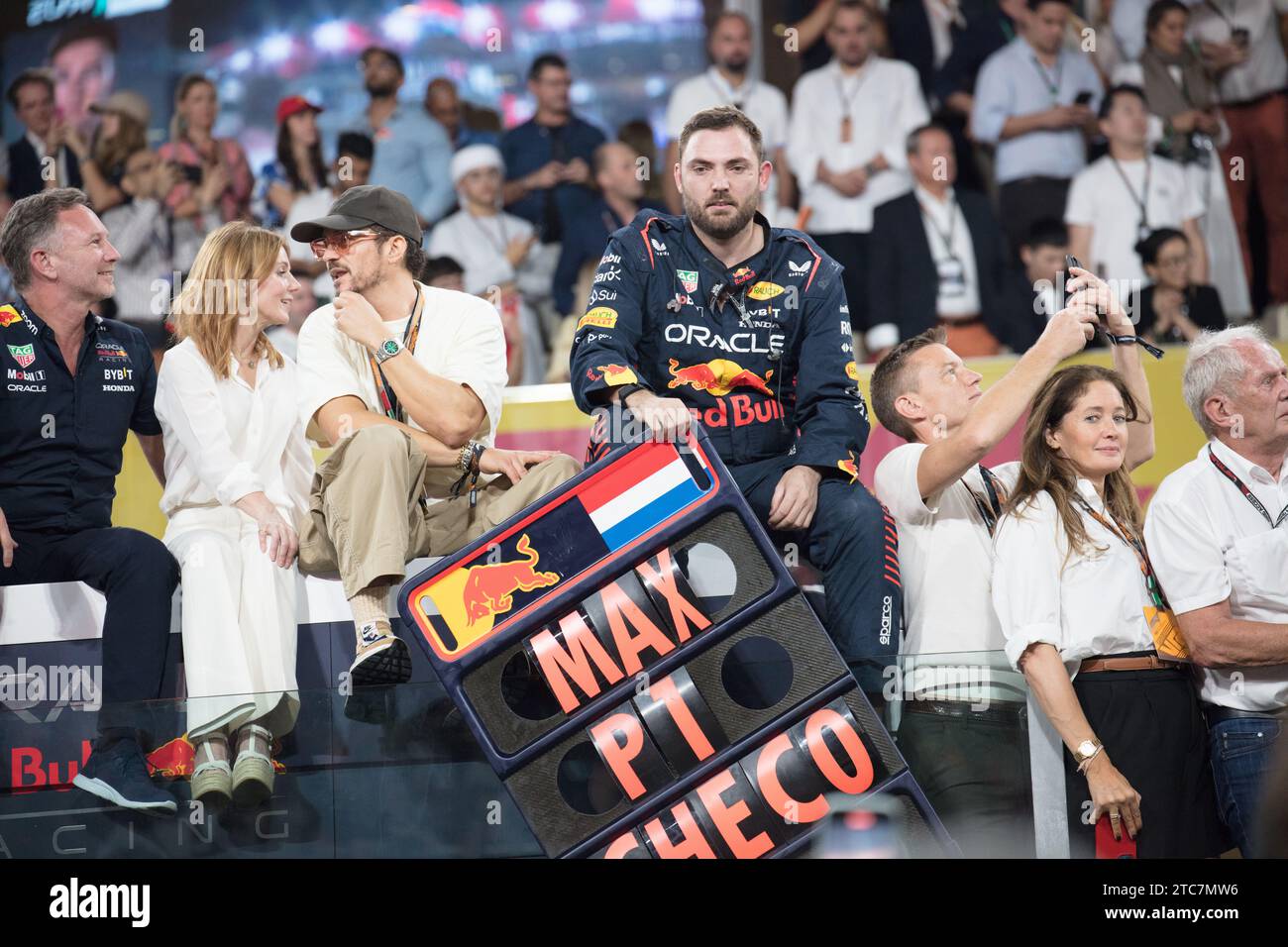 Geri Halliwell, Christian Horner et Orlando Bloom célèbrent la victoire ...