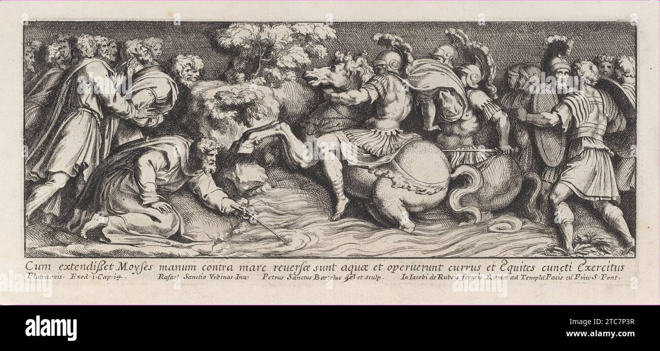 Moïse séparant de la mer Rouge alors que l'armée du Pharoah se noie ...
